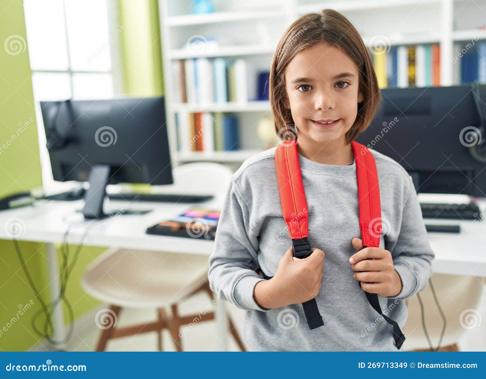 Adorable Hispanic Boy Student Smiling Confident Standing at Classroom ...