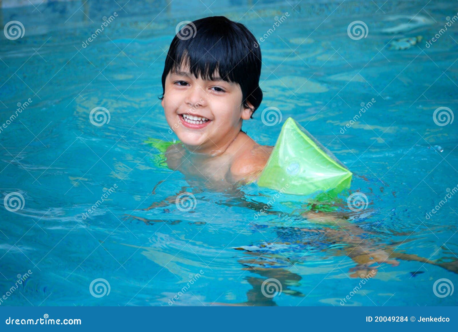 Adorable Hispanic Child in Pool Stock Photo - Image of family, brown ...