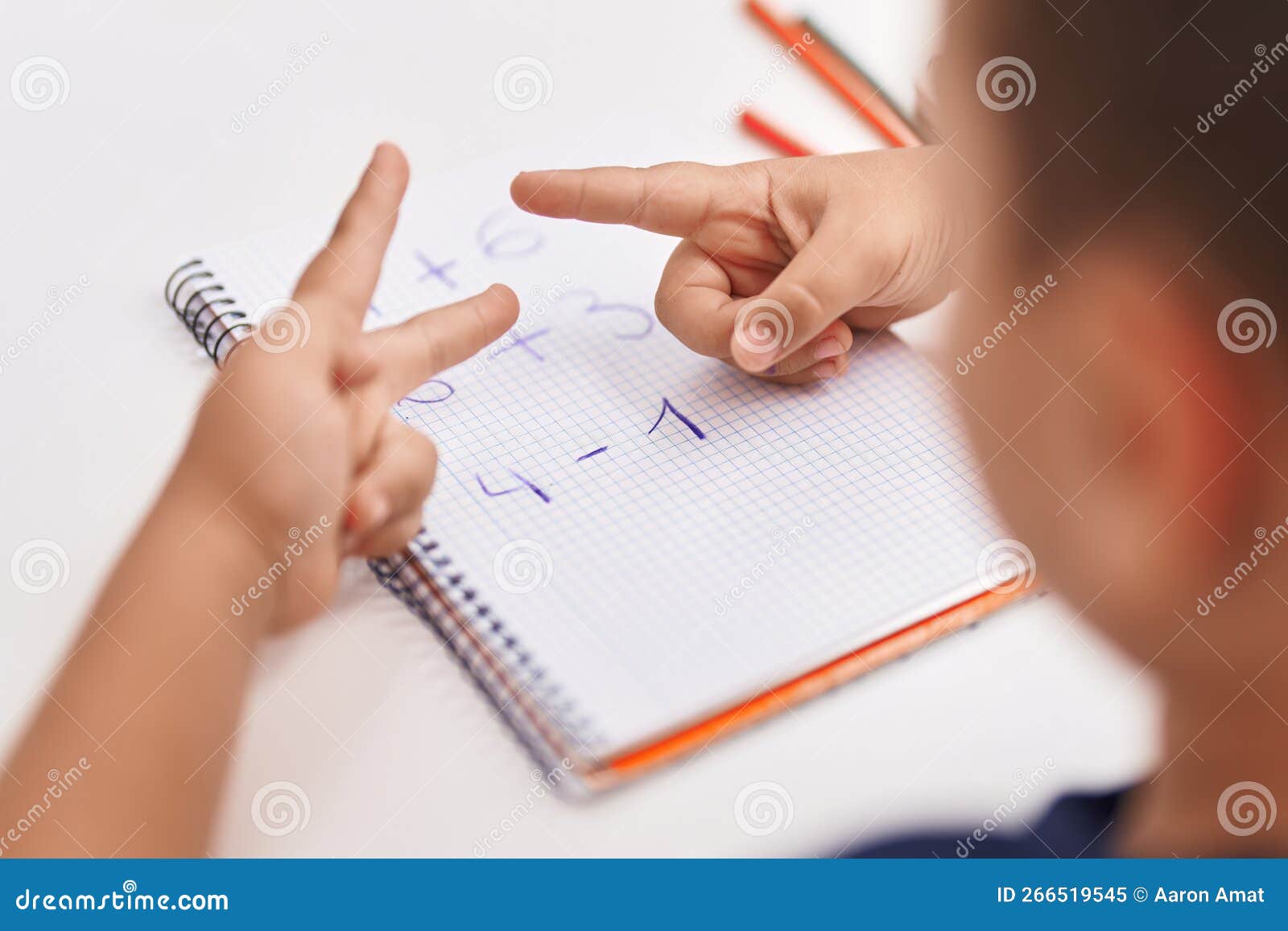 Adorable Hispanic Toddler Doing Mathematics Exercise Counting with ...