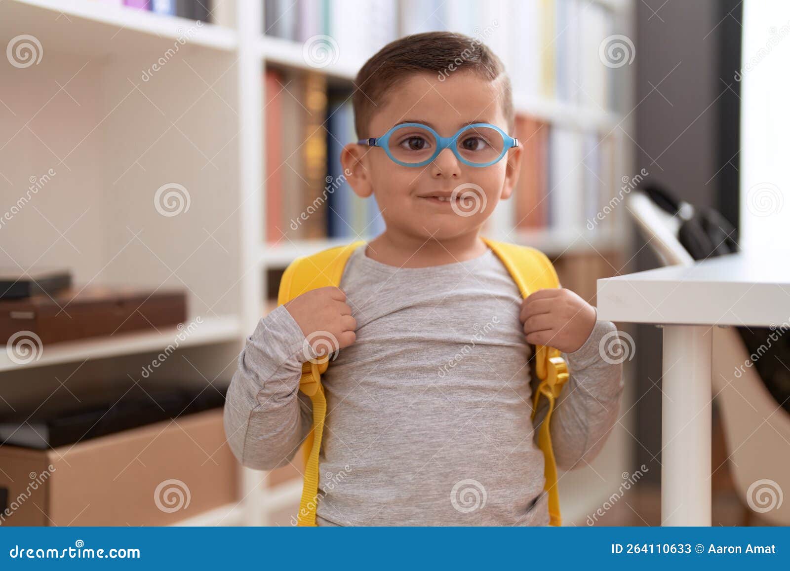Adorable Hispanic Toddler Student Smiling Confident Standing at Library ...