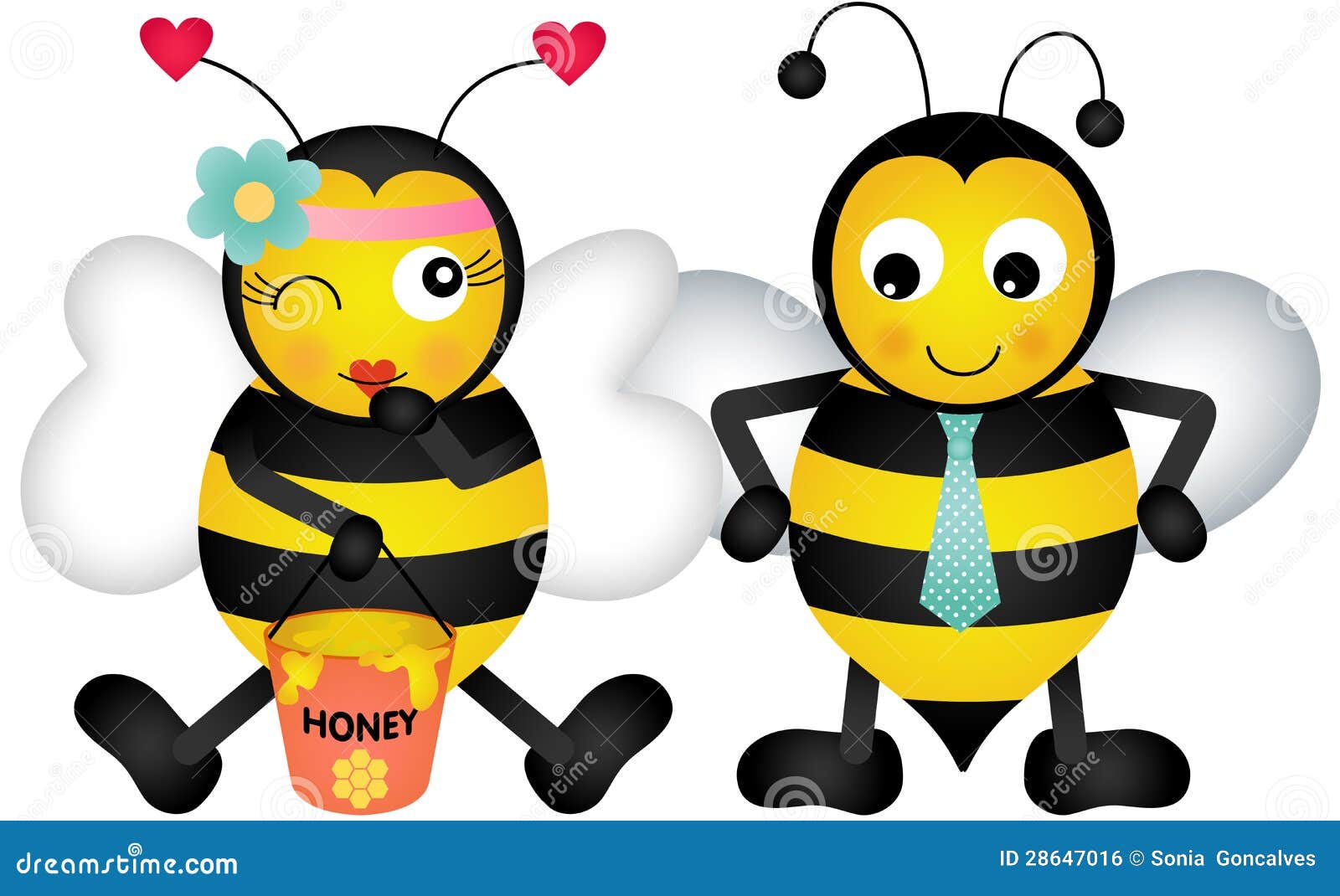 Adorable Honey Bees in Love Stock Vector - Illustration of wing, love ...
