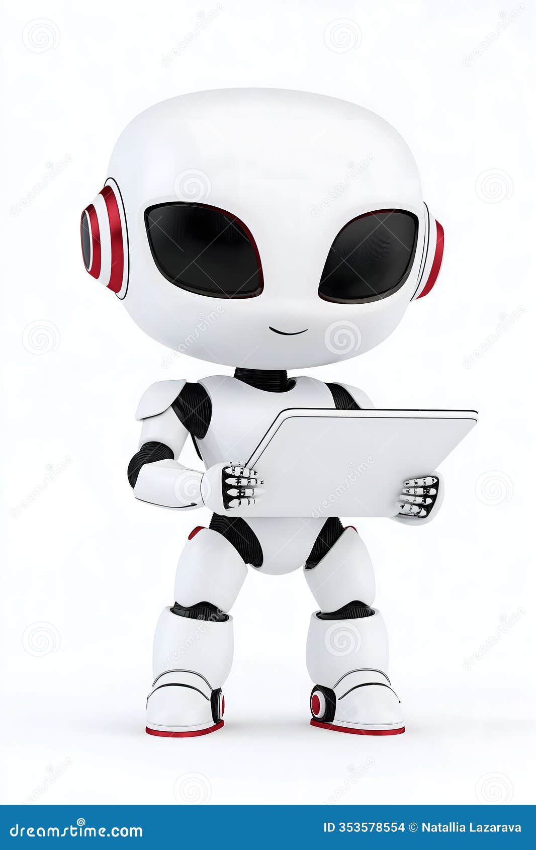 Adorable Humanoid Robot Holding a Tablet, Representing Advanced ...