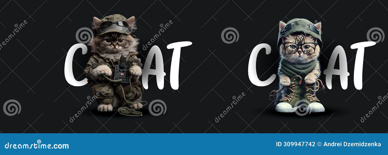 Adorable Illustrated Combat Cats in Uniforms, Perfect for Creative ...