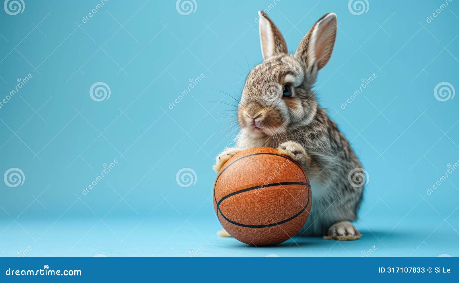 Cute Bunny Slam Dunk on Solid Background - Playful Rabbit Playing ...