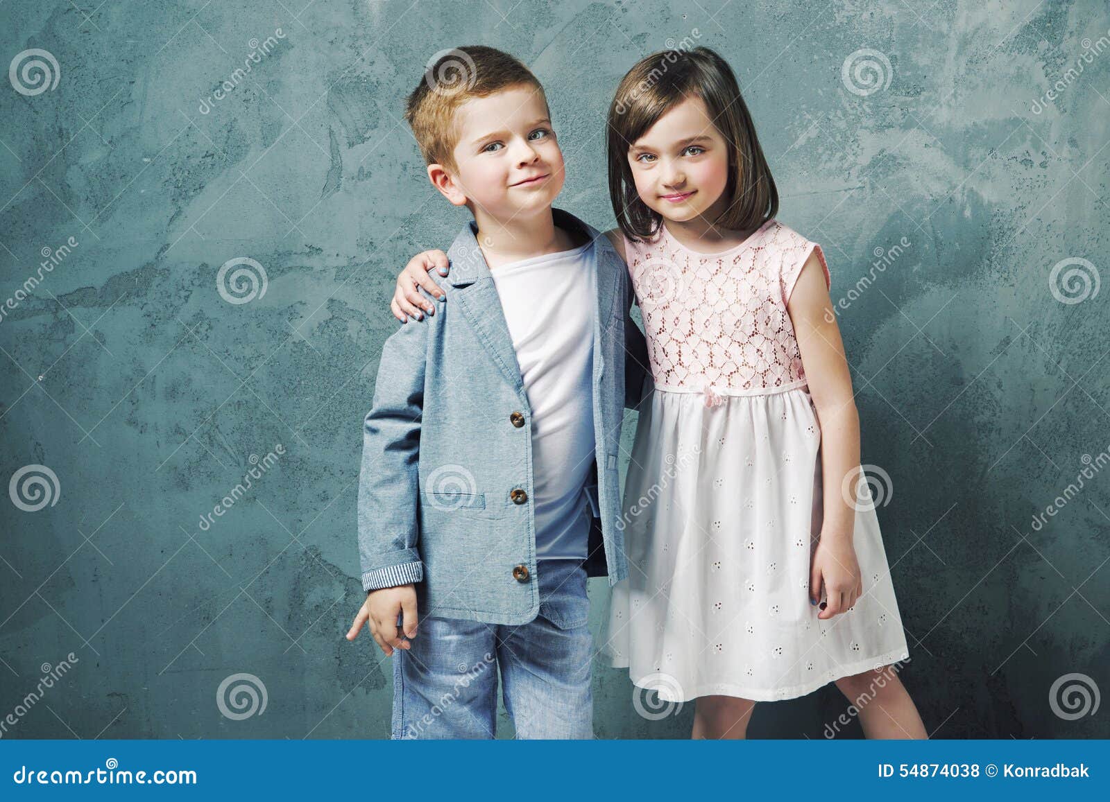 Adorable Kids Posing and Hugging Stock Photo - Image of enjoy, love ...