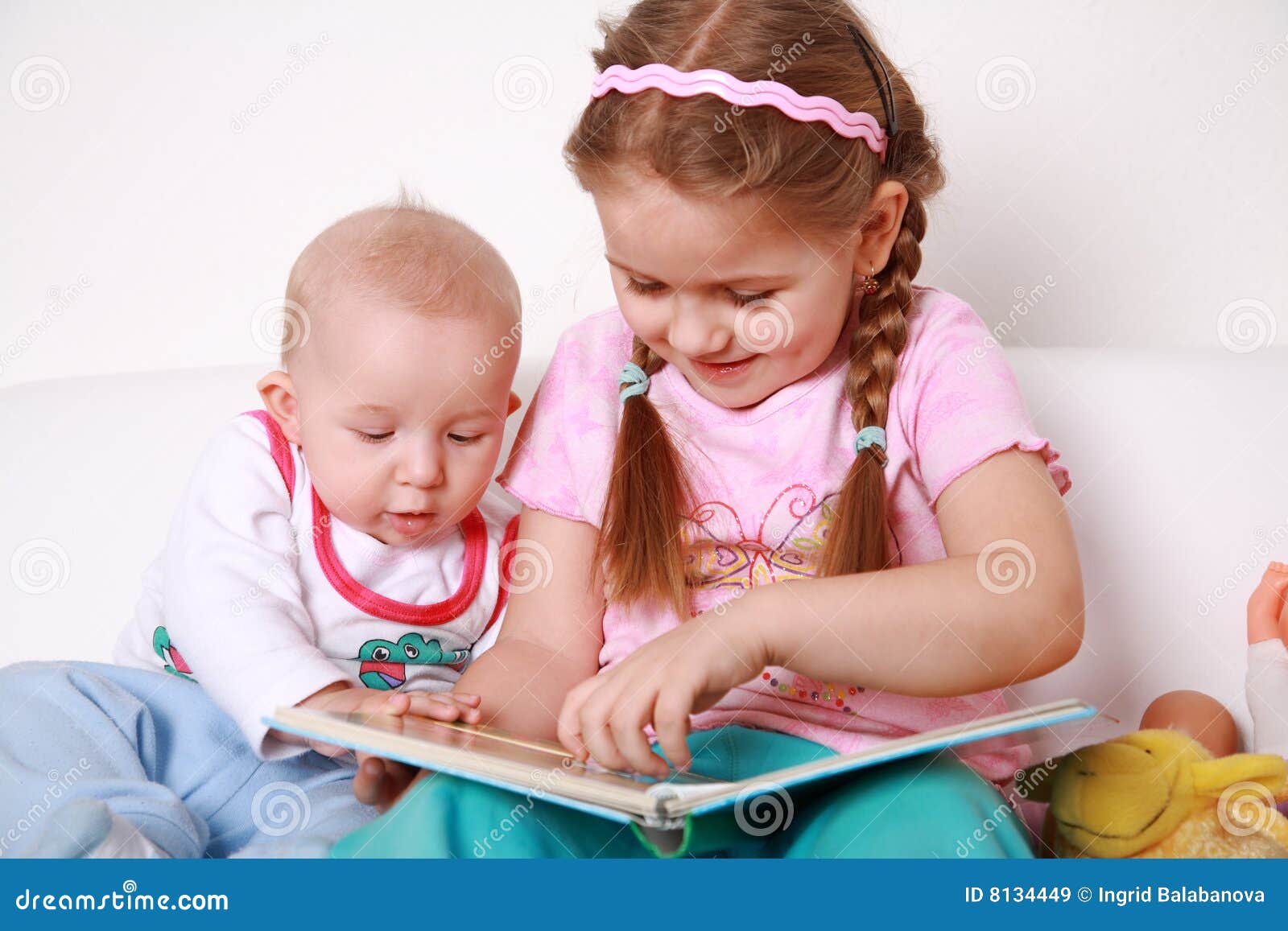 Adorable Kids Reading and Playing Stock Image - Image of watching ...