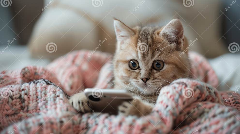 Tech-Savvy Feline: Adorable Kitten Using a Smartphone for the First ...