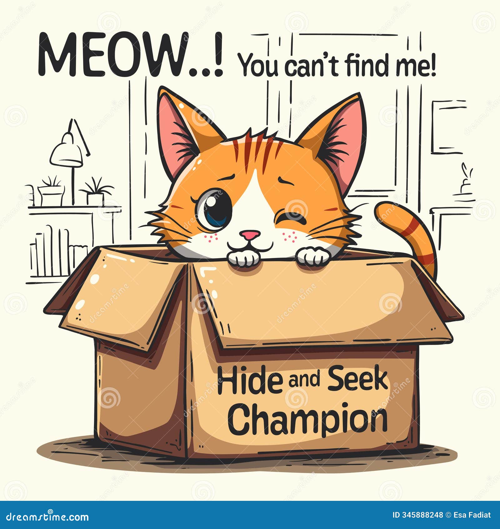 Adorable Kitten Peeking from Box with Playful Message Stock ...