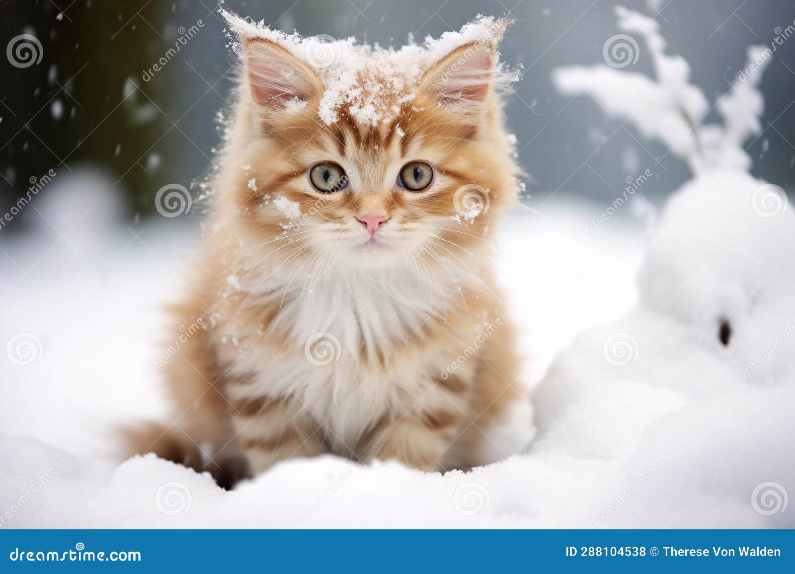 Adorable Kitten in the Snow Stock Illustration - Illustration of nature ...
