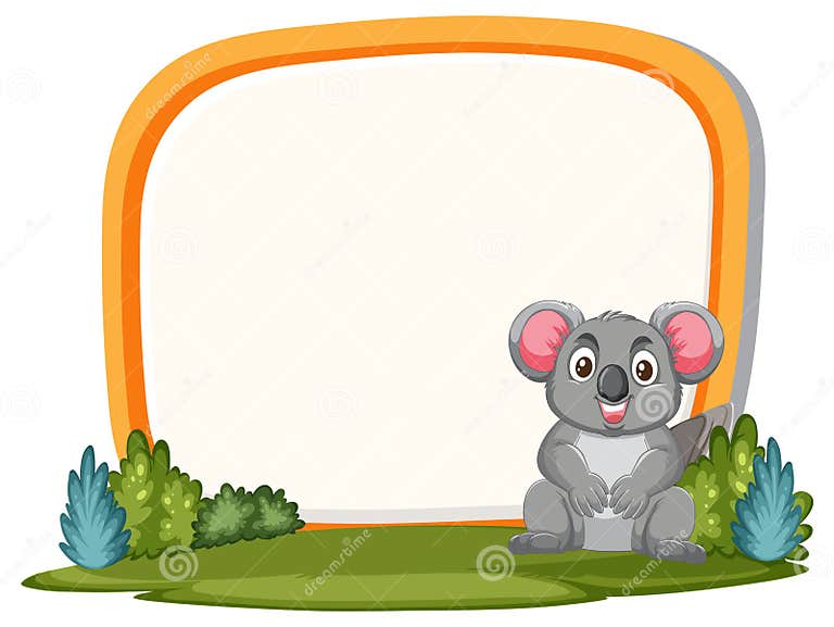 A Koala Sitting beside a Blank Frame Stock Vector - Illustration of ...