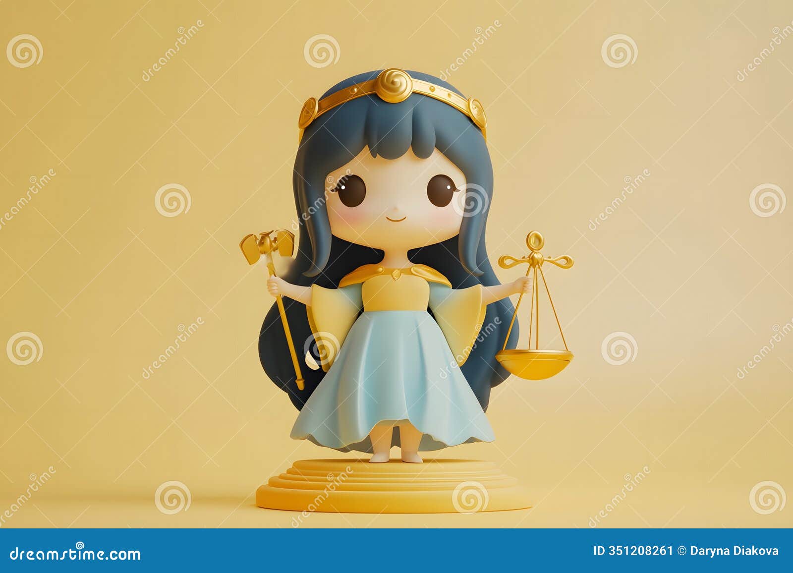 Adorable Libra Zodiac Character: a Cute 3D Illustration Stock Image ...