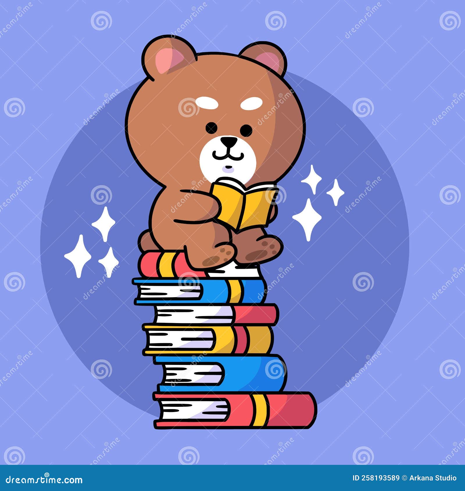 Adorable Little Bear Studying Character Doodle Illustration Stock ...