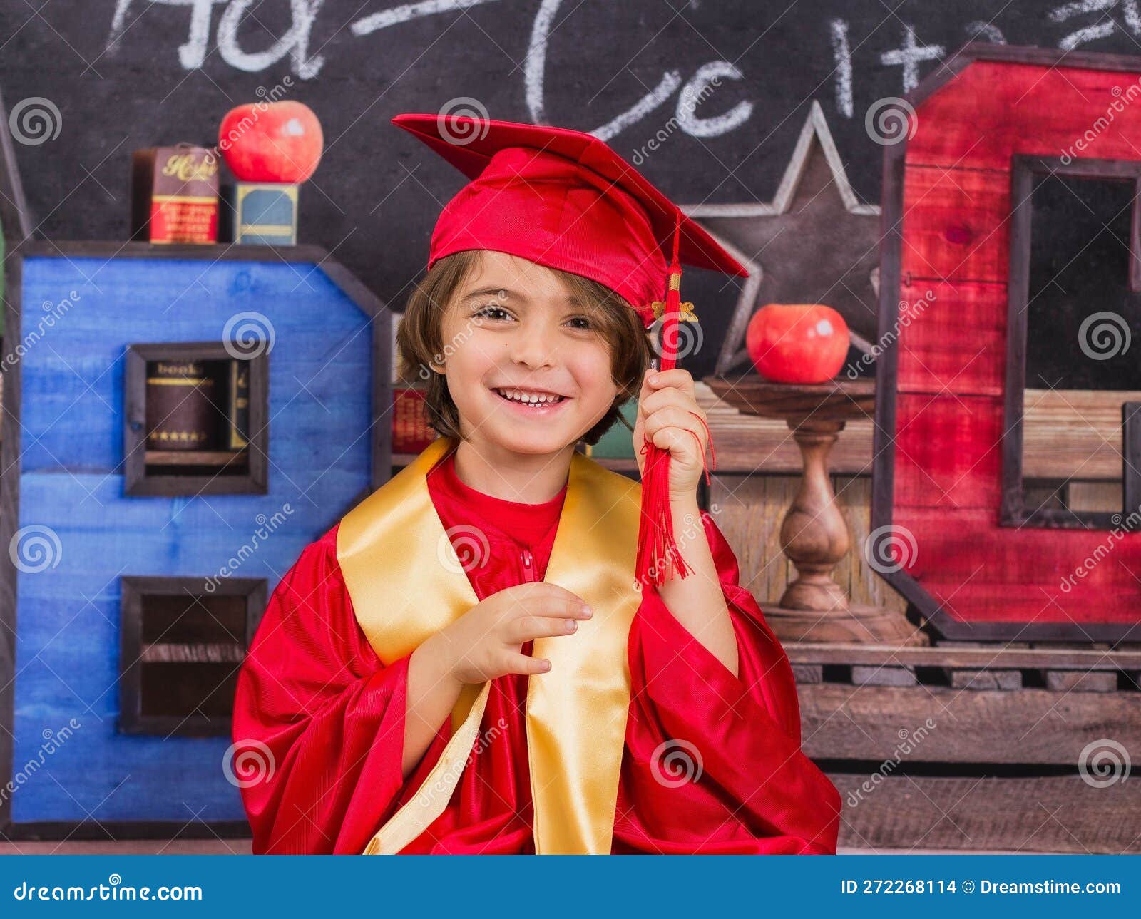 Adorable Little Boy during Kindergarten Graduation Program Stock Photo ...