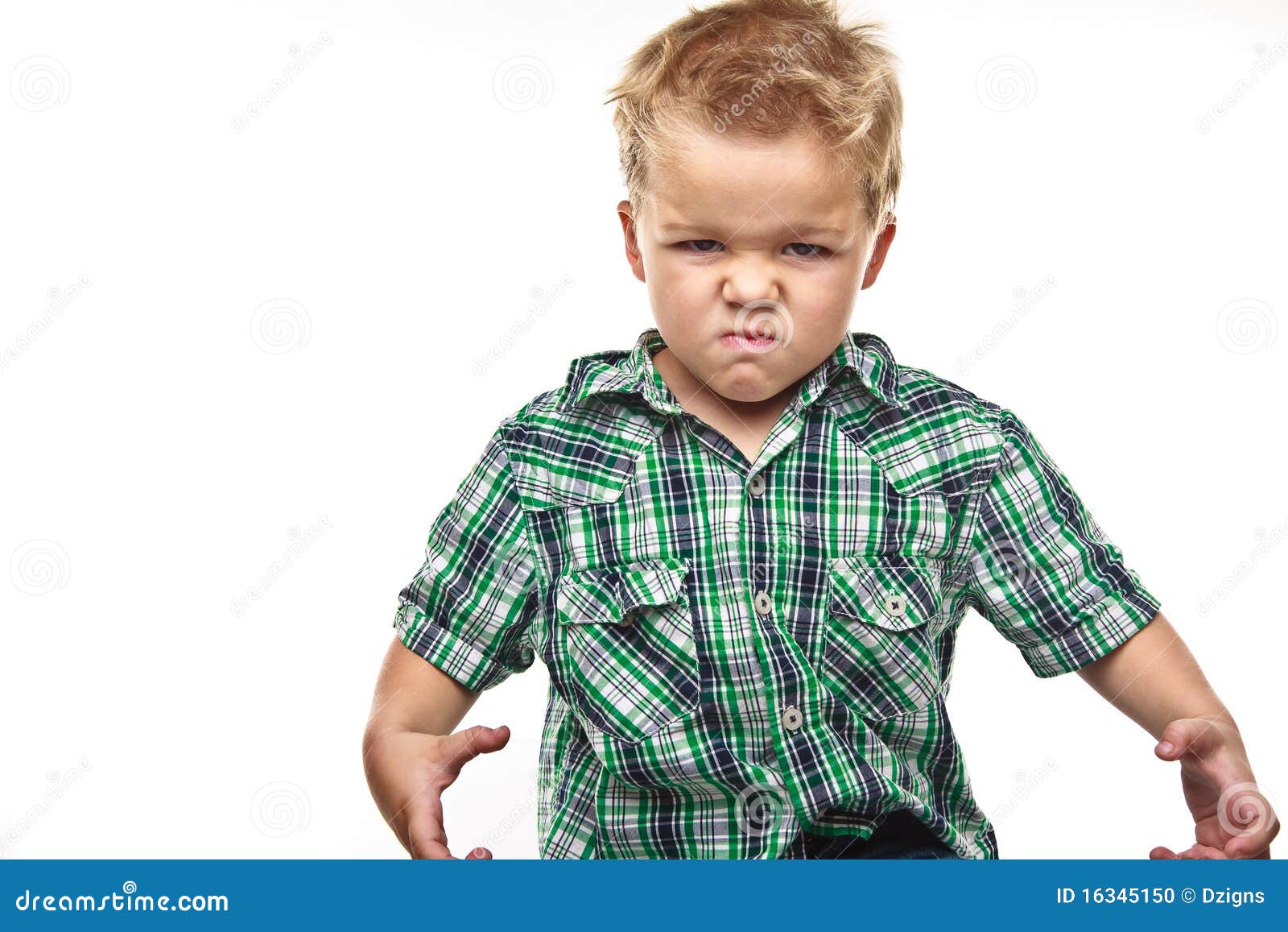 Adorable Little Boy Looking Angry. Stock Photo - Image of copy, casual ...