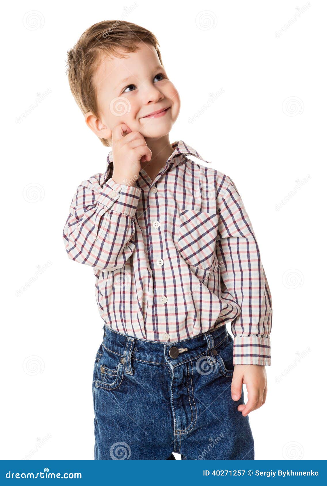 Adorable Little Boy Looking Sideways Stock Image - Image of childhood ...