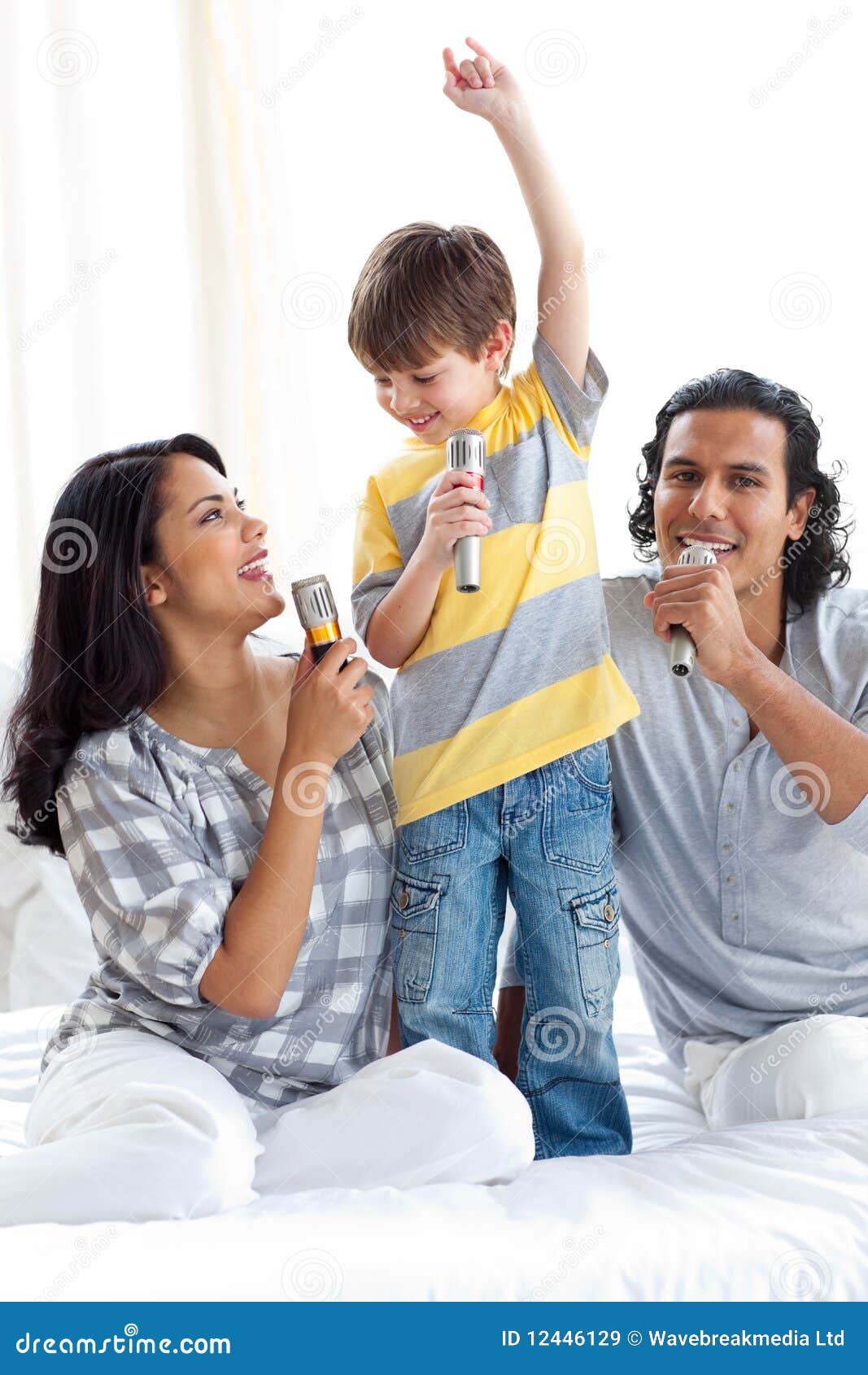 Adorable Little Boy Singing with His Parents Stock Image - Image of ...