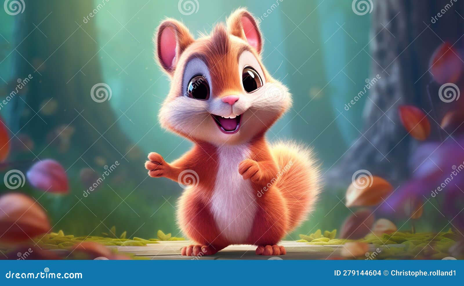 Adorable Little Cartoon Squirrel - Generative AI, AI Generated Stock ...