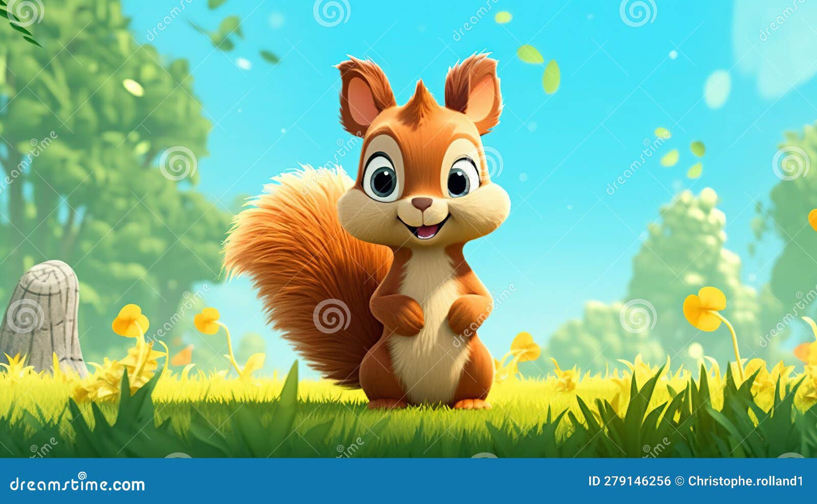 Adorable Little Cartoon Squirrel - Generative AI, AI Generated Stock ...