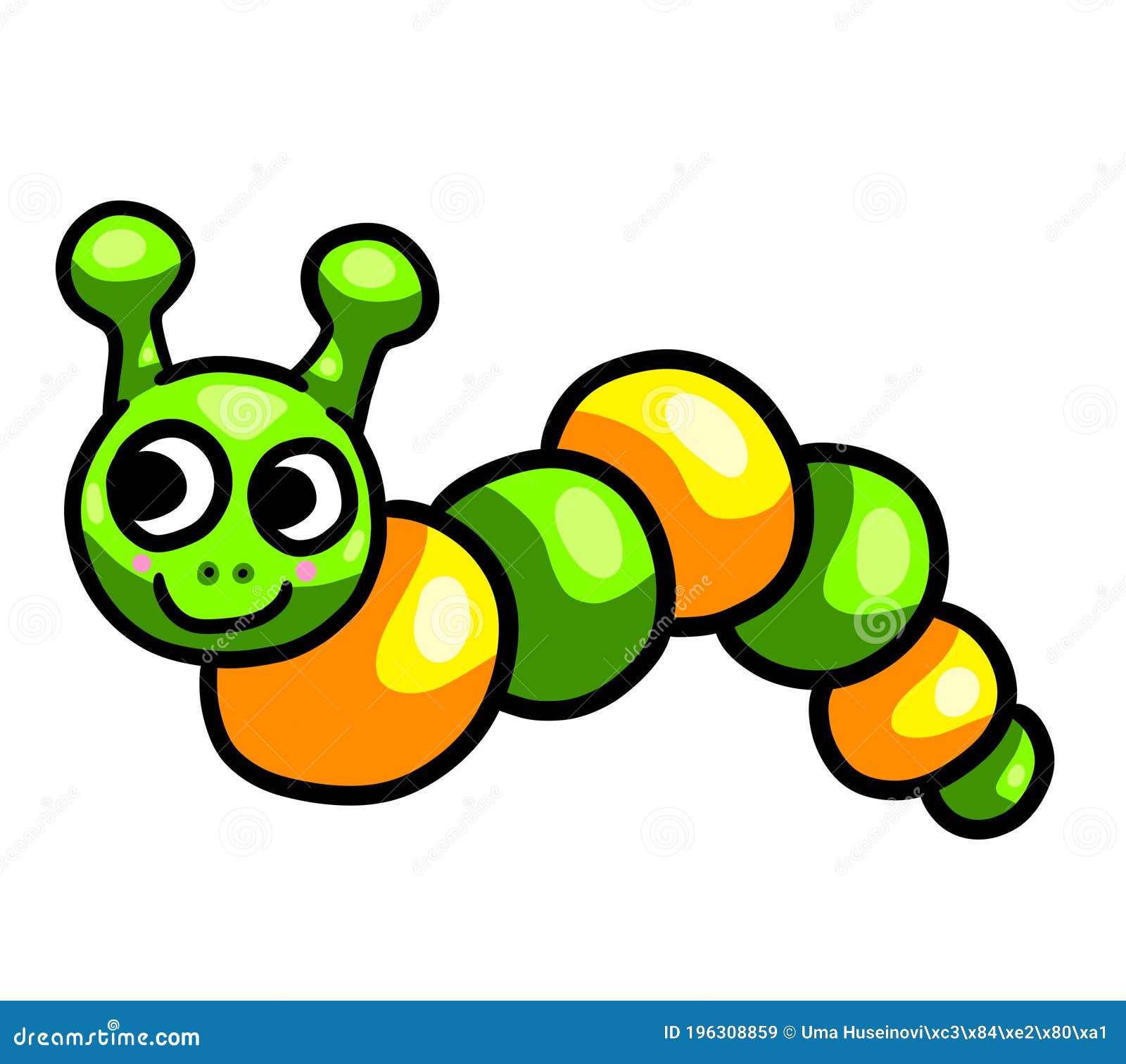 A Adorable Little Colorful Worm Stock Illustration - Illustration of ...
