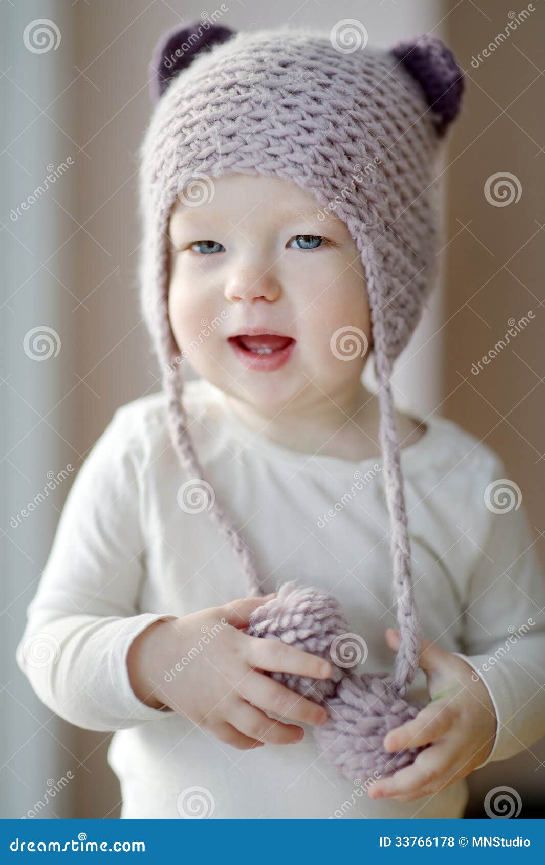 Adorable Little Girl with a Kitty Hat Stock Photo - Image of beauty ...