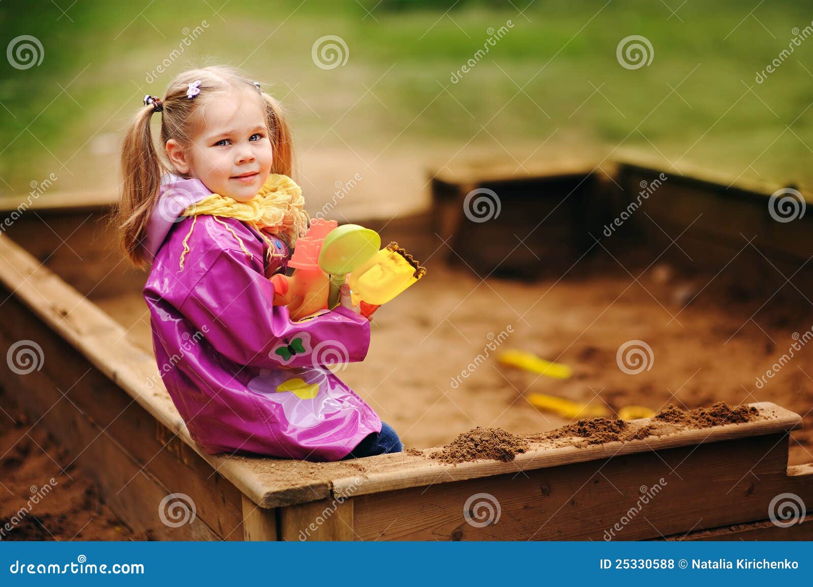 Adorable Little Girl Playing in a Sandbox Stock Photo - Image of ...