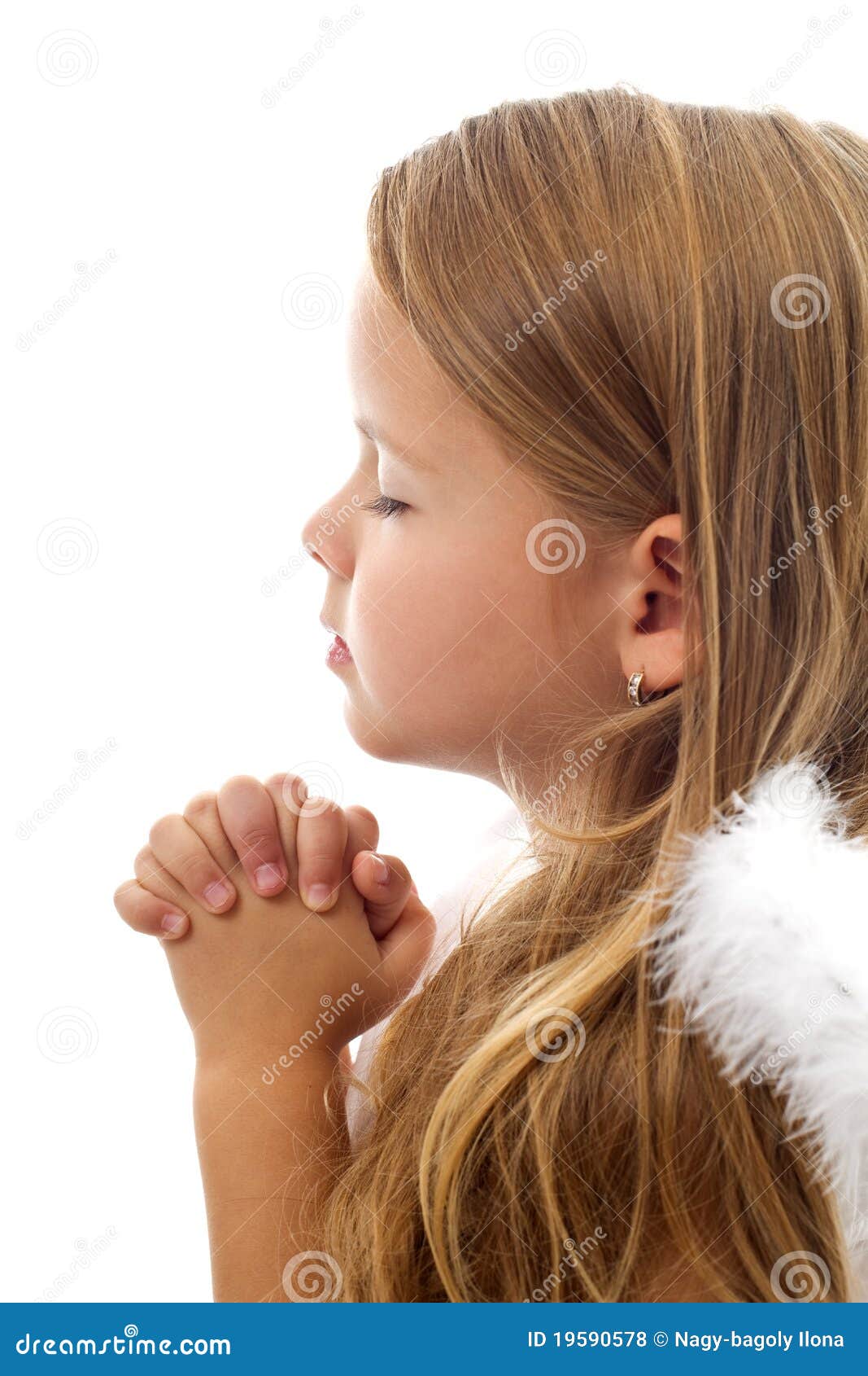 Adorable Little Girl Praying Stock Photo - Image of people, portrait ...