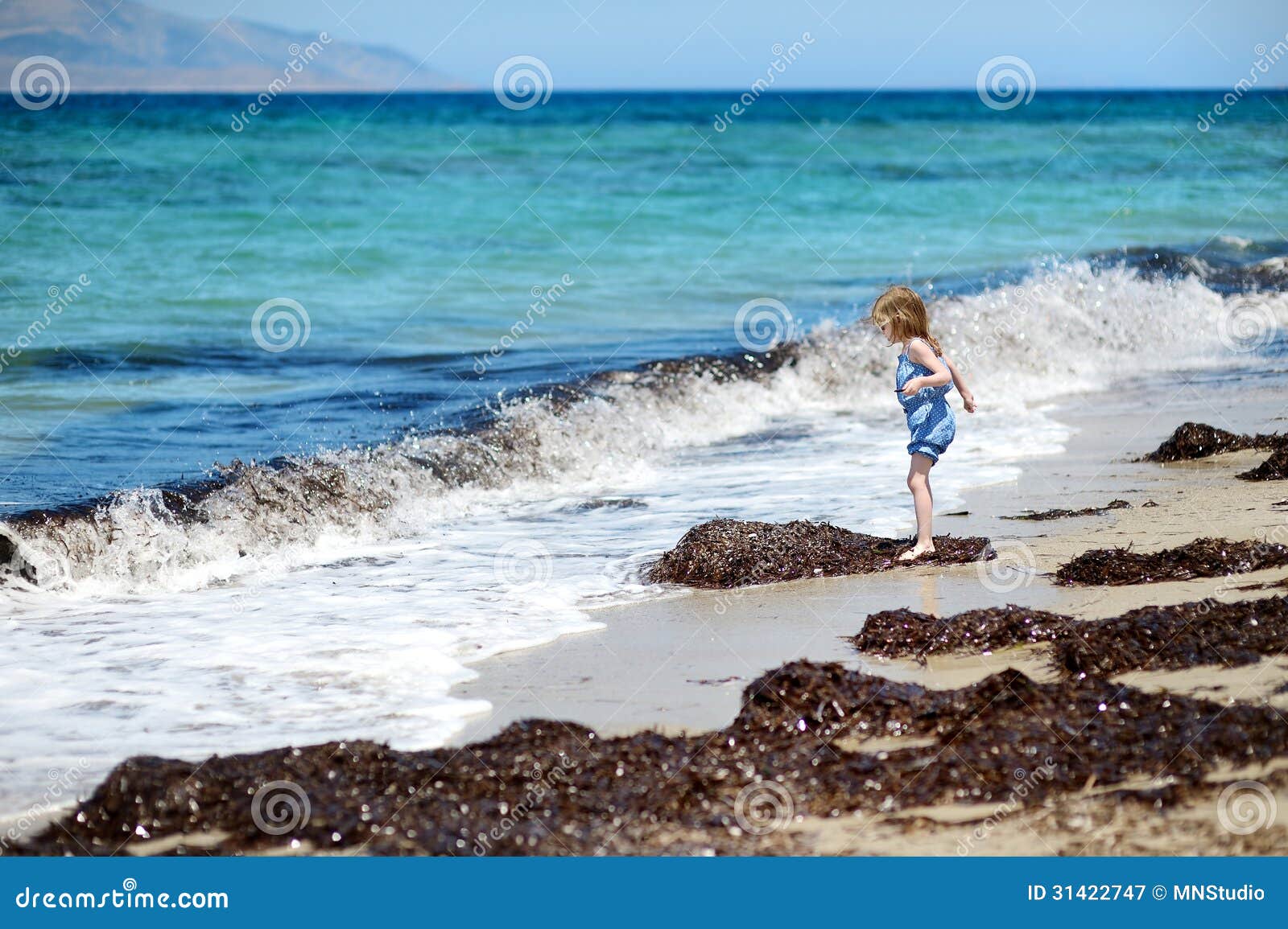 Adorable Little Girl on a Sandy Beach Stock Image - Image of sand ...