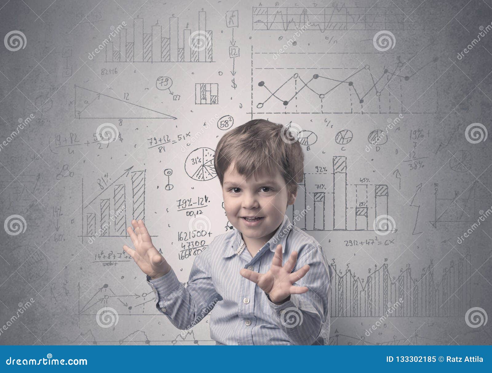 Adorable Little Kid with Statistical Concept Stock Image - Image of ...