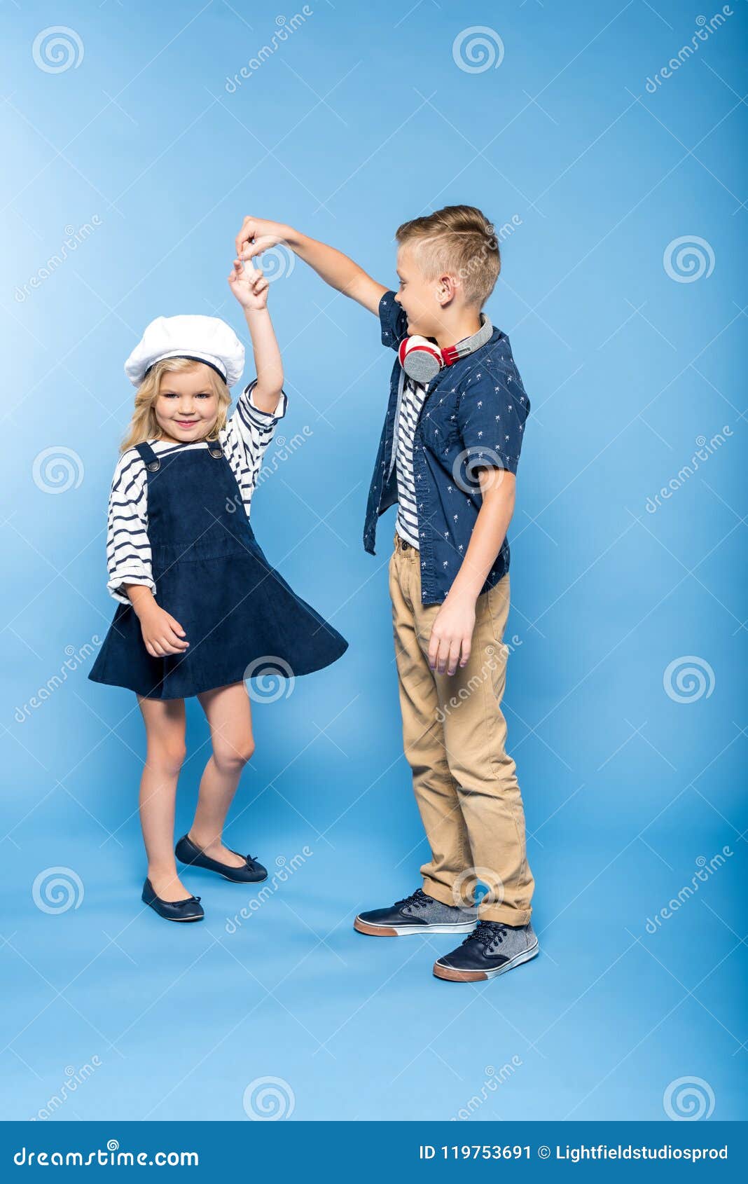 Adorable Little Kids Dancing Isolated Stock Image - Image of electronic ...