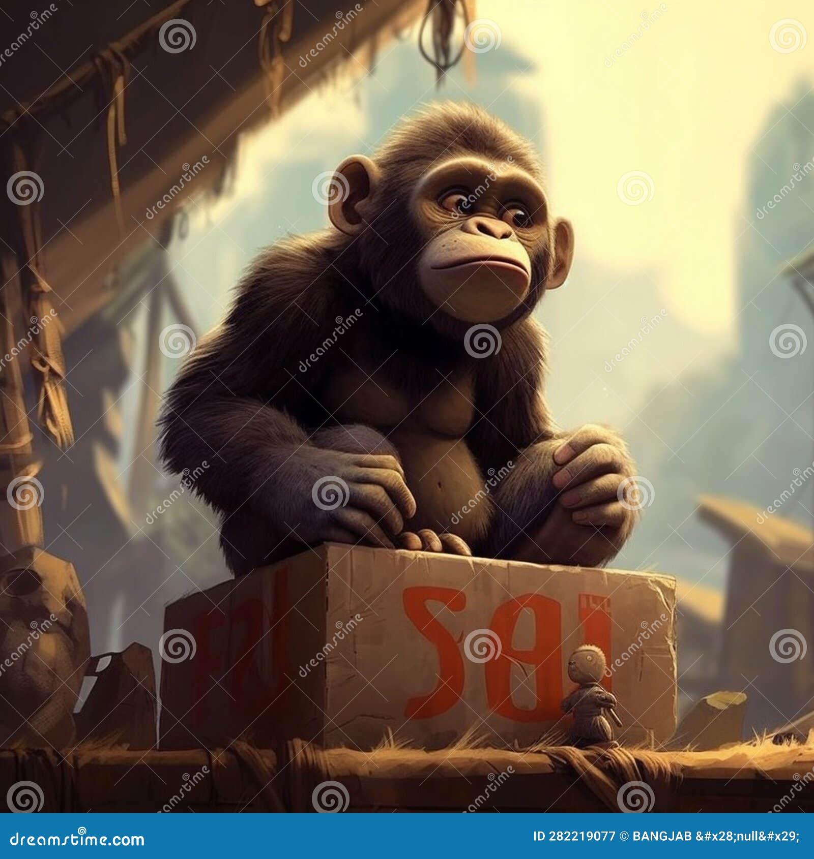 Adorable Little King Kong Animation Stock Illustration - Illustration ...