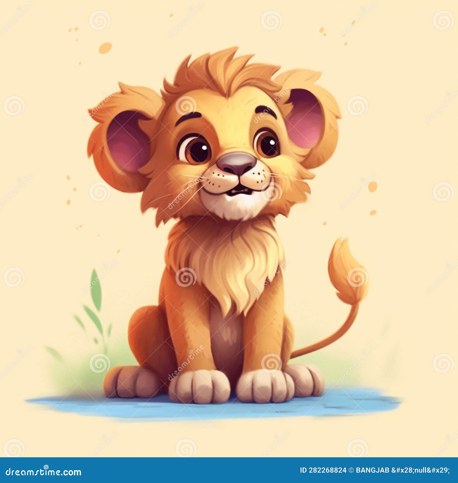 Adorable Little Lion Animation Stock Illustration - Illustration of ...