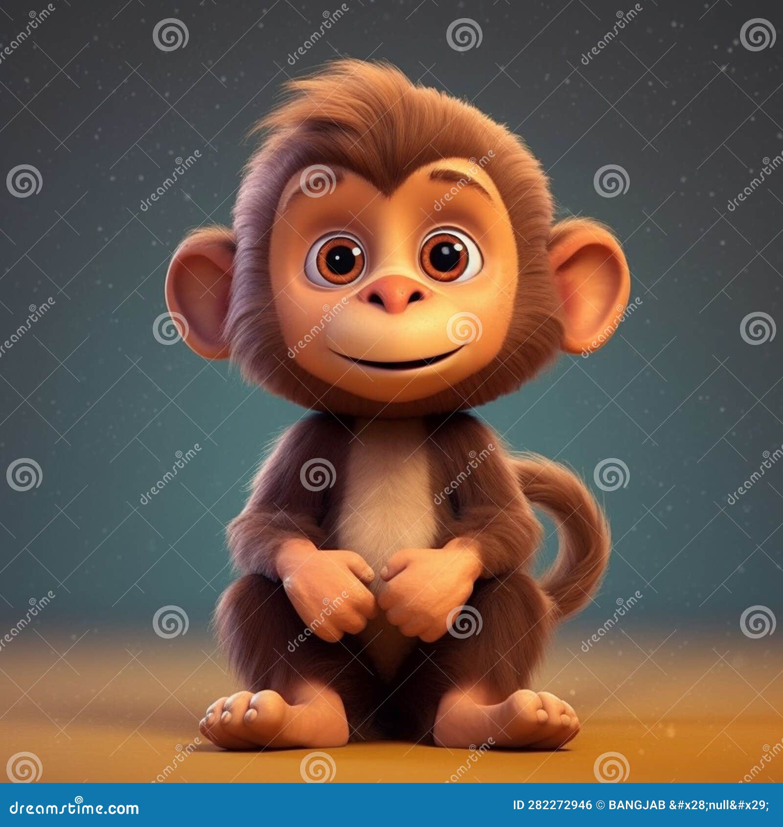 Adorable Little Monkey Animation Stock Illustration - Illustration of ...
