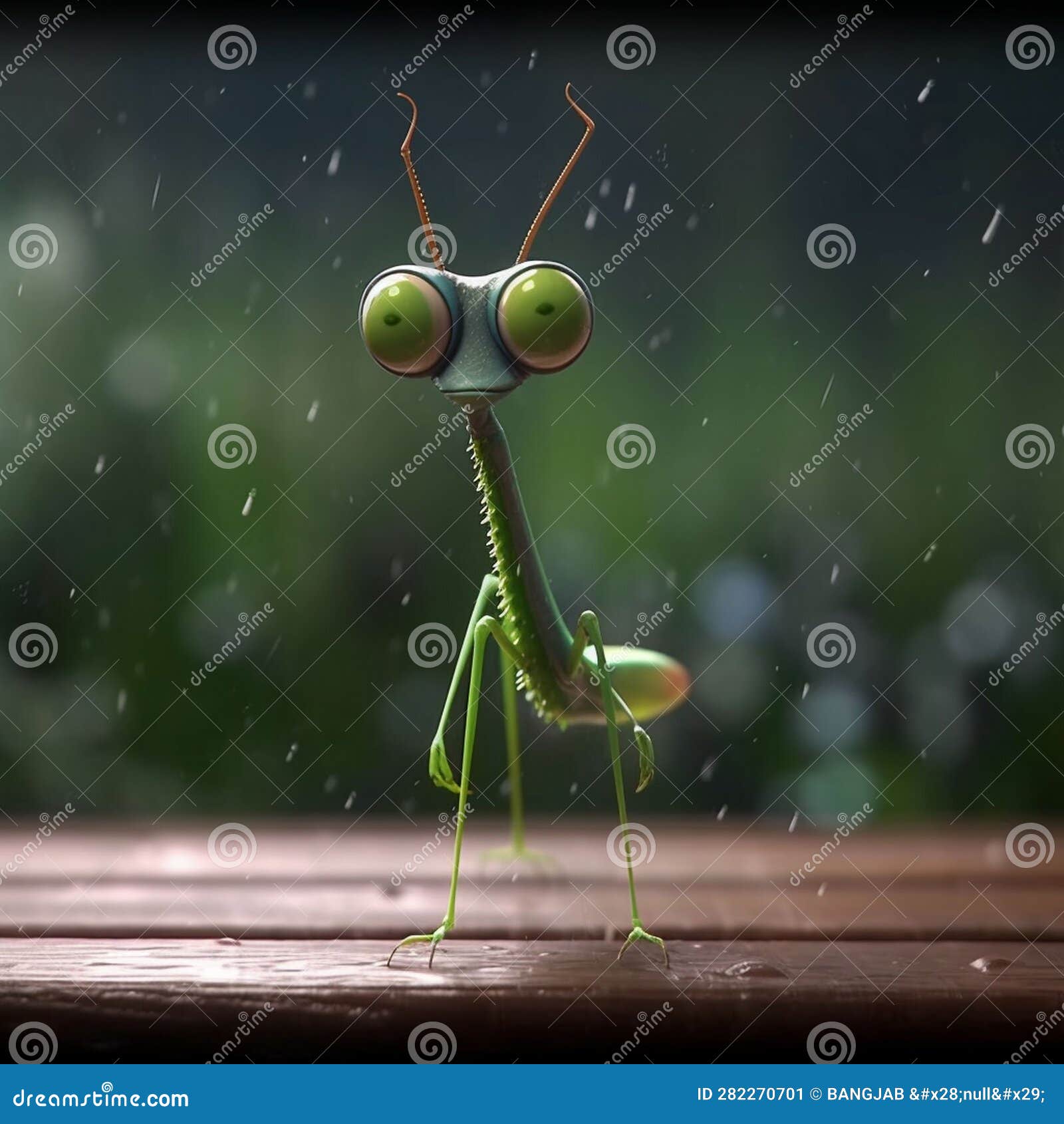 Adorable Little Praying Mantis Animation Stock Illustration ...