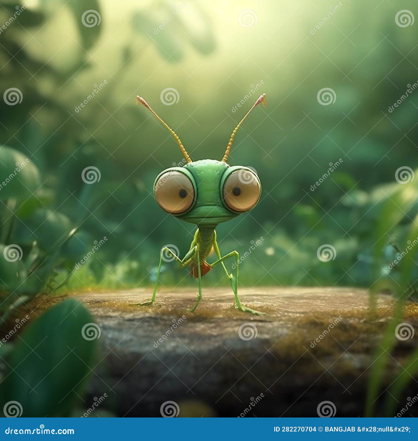 Adorable Little Praying Mantis Animation Stock Illustration ...