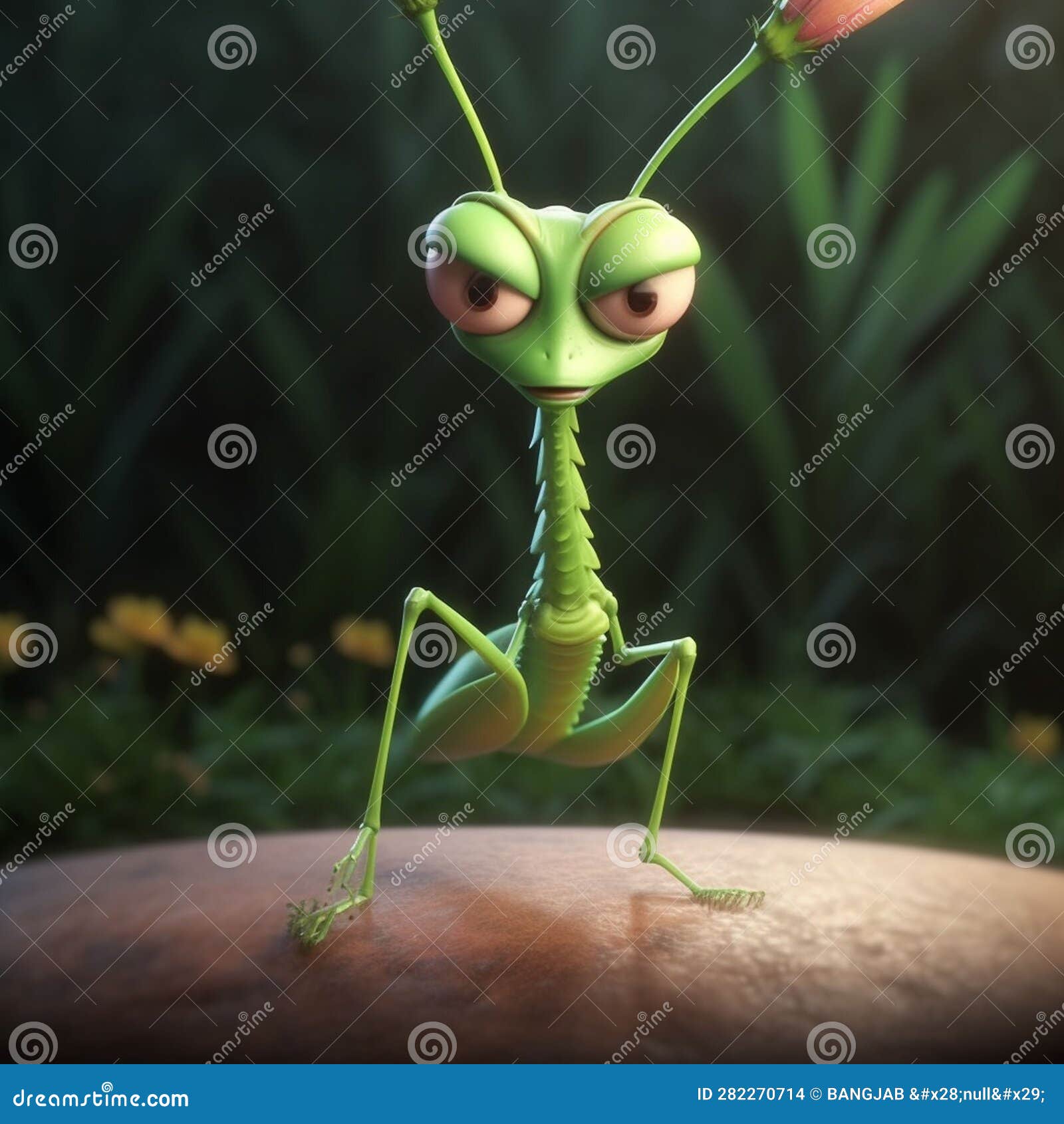 Adorable Little Praying Mantis Animation Stock Illustration ...