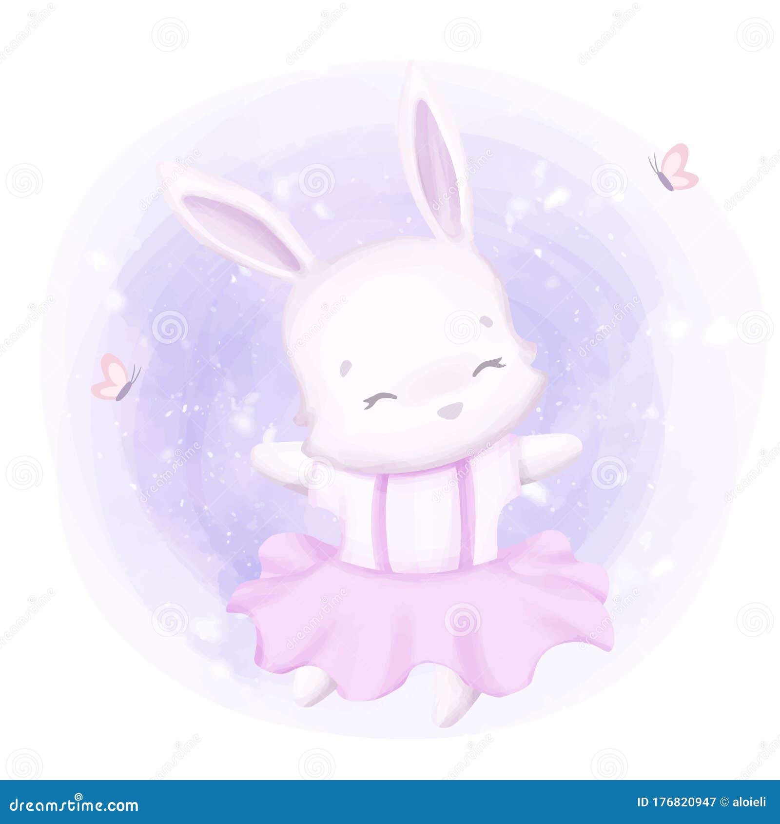 Adorable Little Rabbit Dancing Like Ballerina Stock Illustration ...