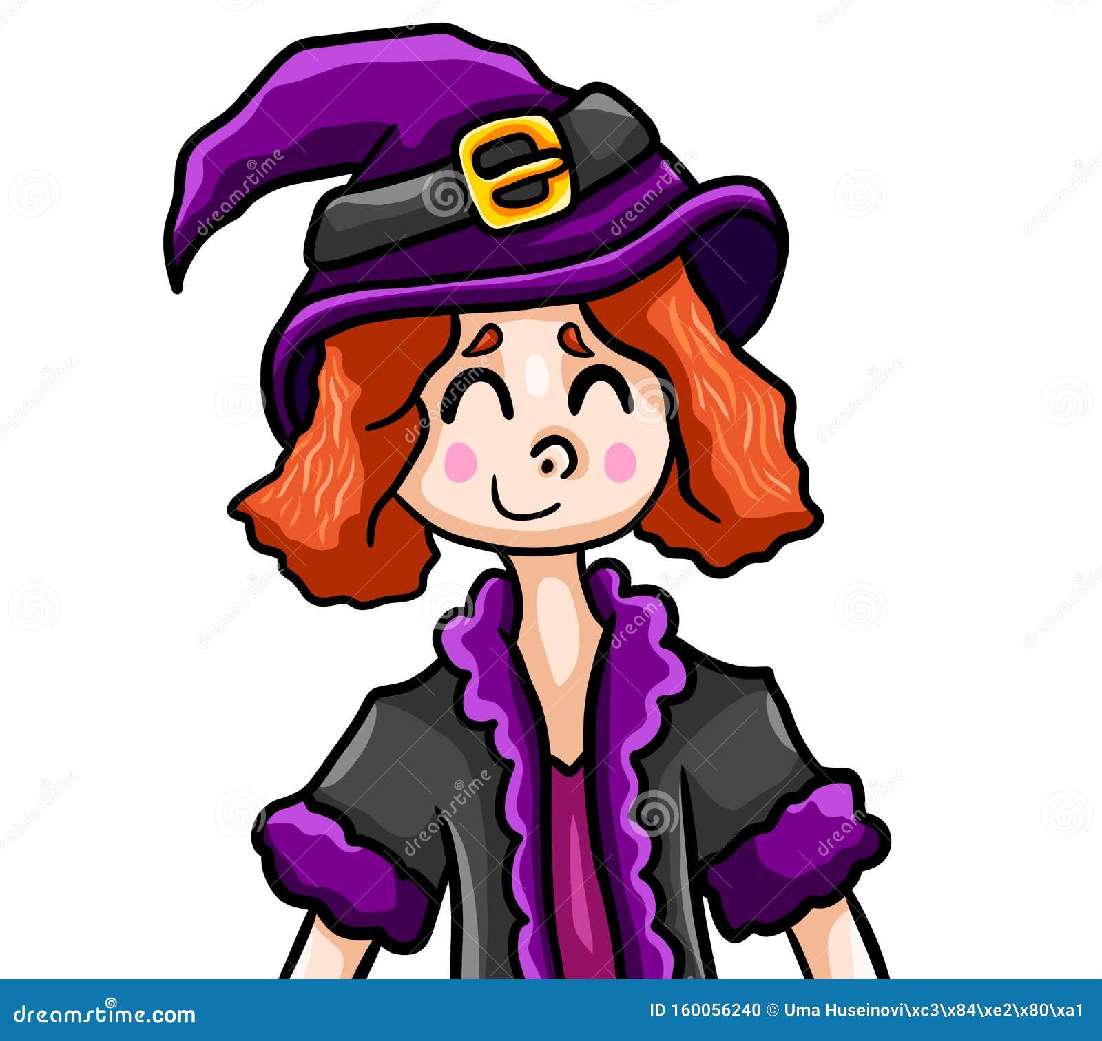 Adorable Little Red Haired Witch Stock Illustration - Illustration of ...