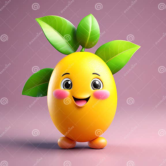 Adorable Mango: 3D Render of a Cute Mango Isolated Against a Solid ...