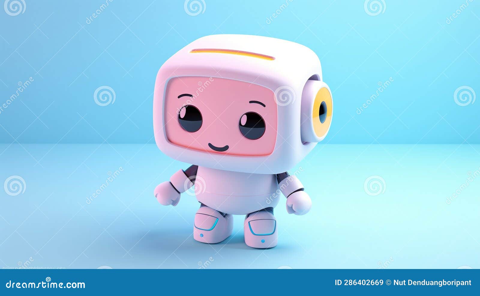 Adorable Miniature 3D Robot: a Whimsical Tech Marvel Stock Illustration ...
