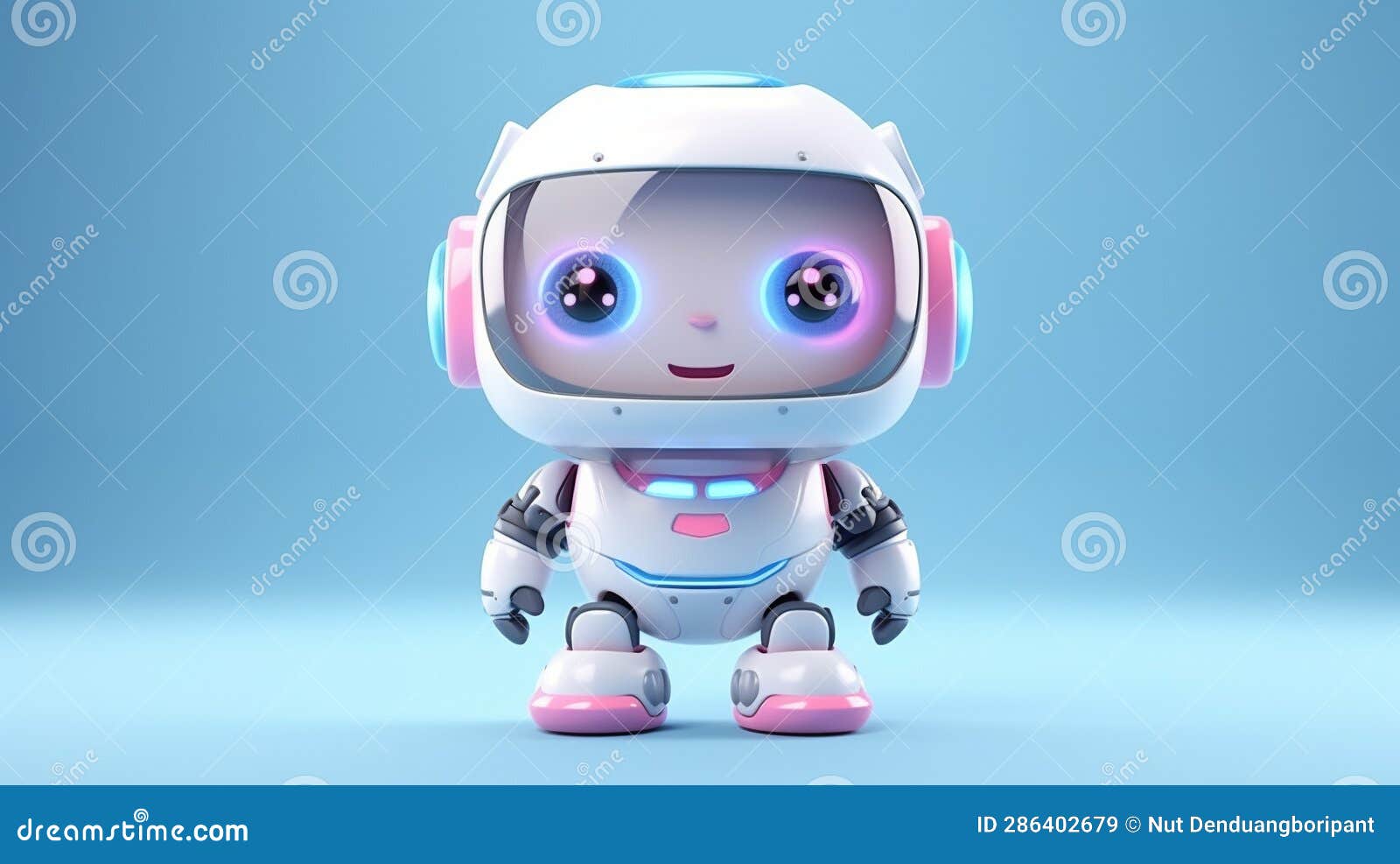 Adorable Miniature 3D Robot: a Whimsical Tech Marvel Stock Illustration ...