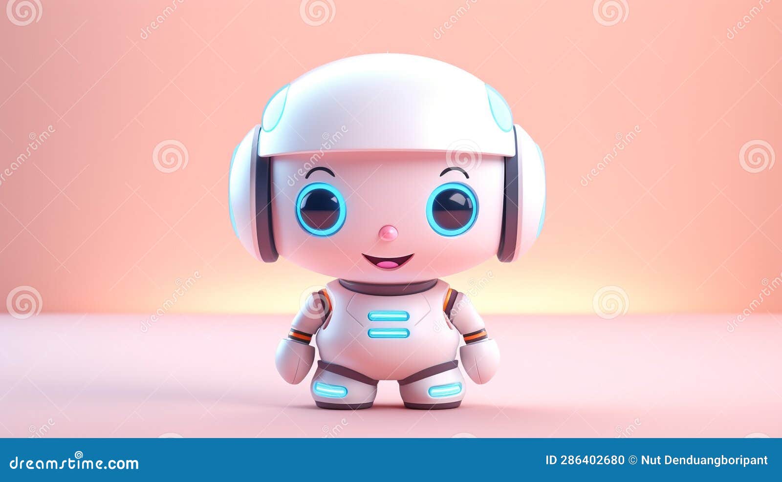 Adorable Miniature 3D Robot: a Whimsical Tech Marvel Stock Illustration - Illustration of ...