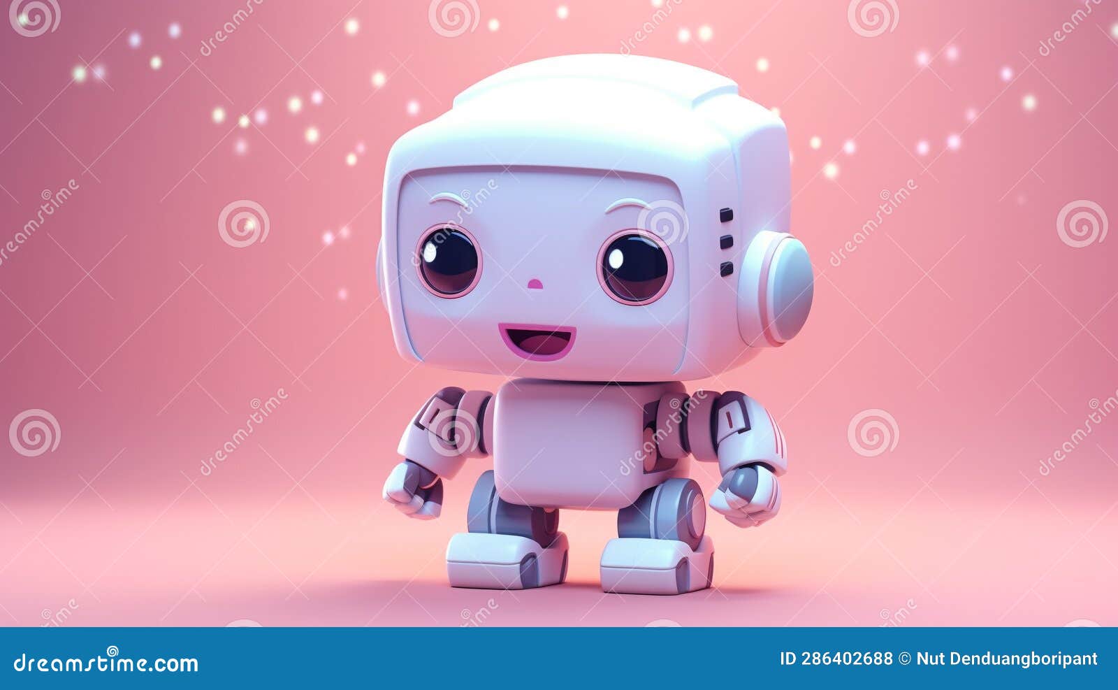 Adorable Miniature 3D Robot: a Whimsical Tech Marvel Stock Illustration ...