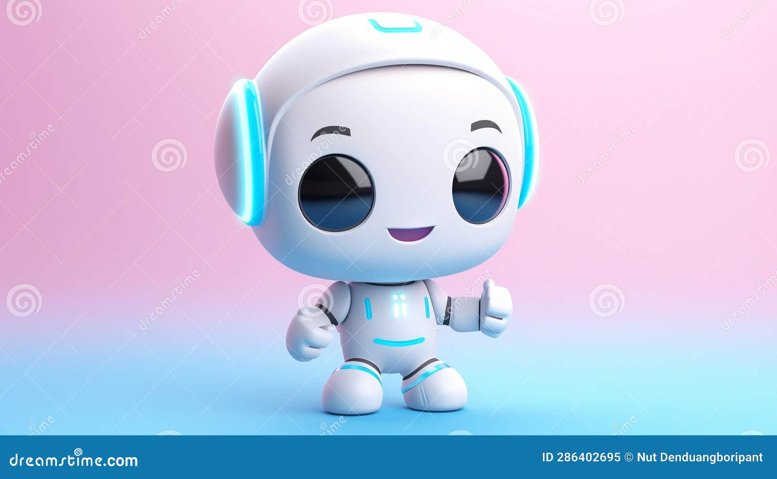 Adorable Miniature 3D Robot: a Whimsical Tech Marvel Stock Illustration ...