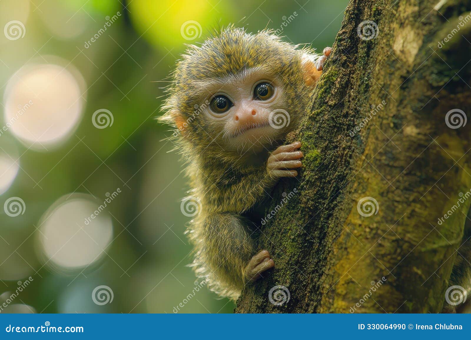 Adorable Monkey Peering with Curiosity in the Jungle Stock Illustration ...