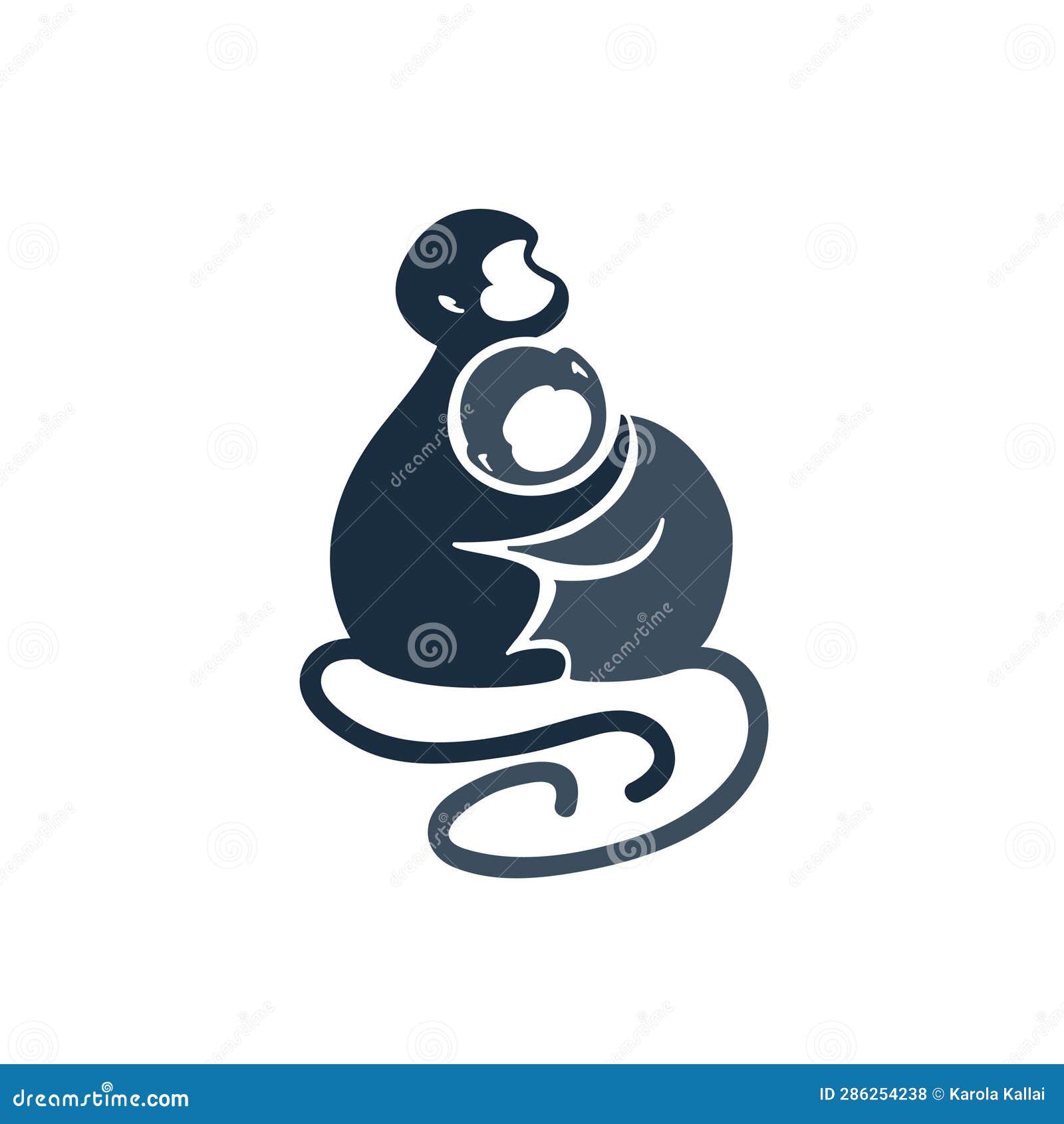 Two Monkeys Hugging. Vector Illustration In Flat Cartoon Style ...