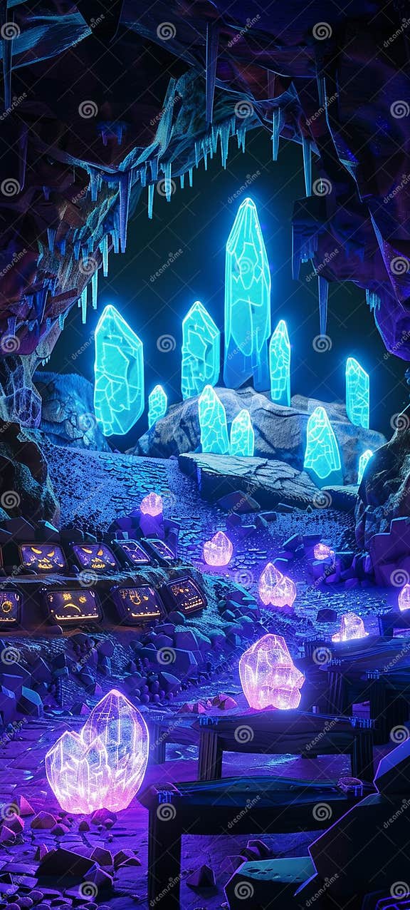 Adorable Monsters in a 3D Cave Classroom Learning Math from Glowing ...