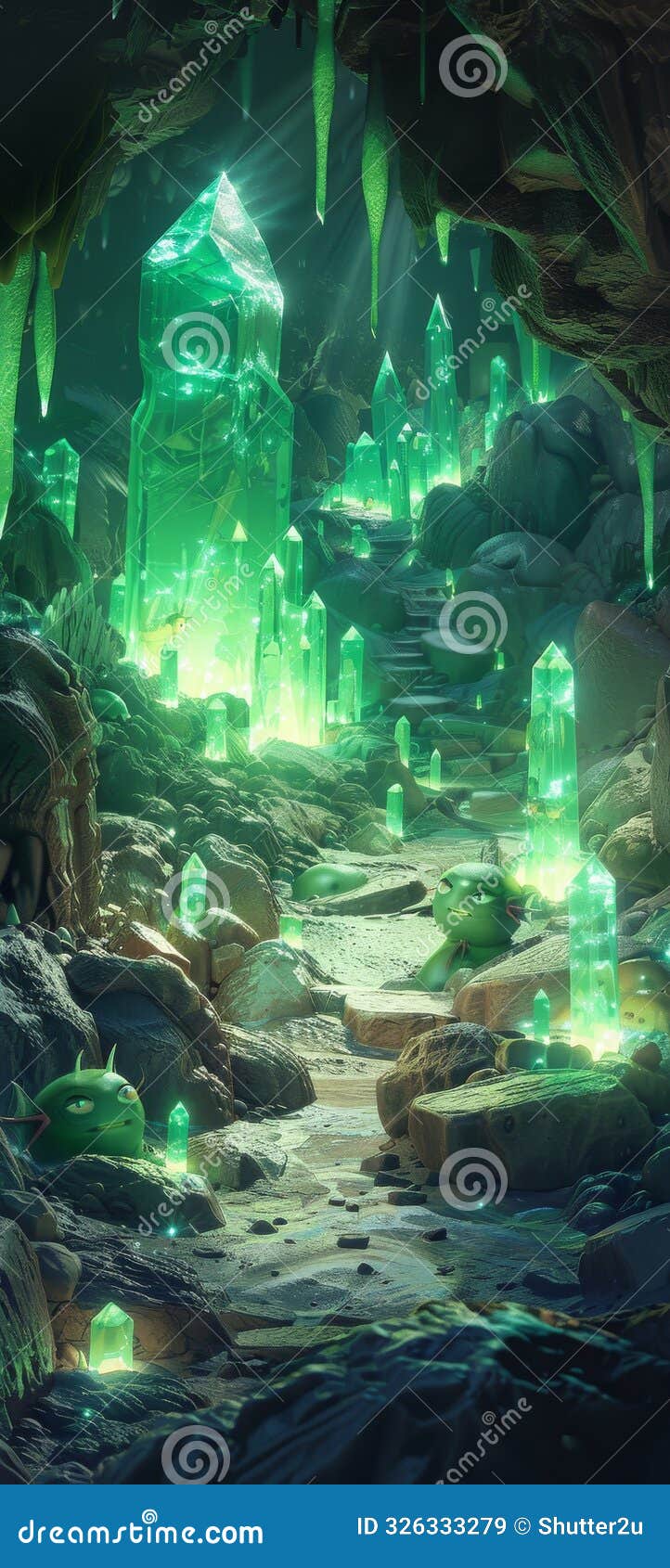 Adorable Monsters in a 3D Cave Classroom Learning Math from Glowing ...