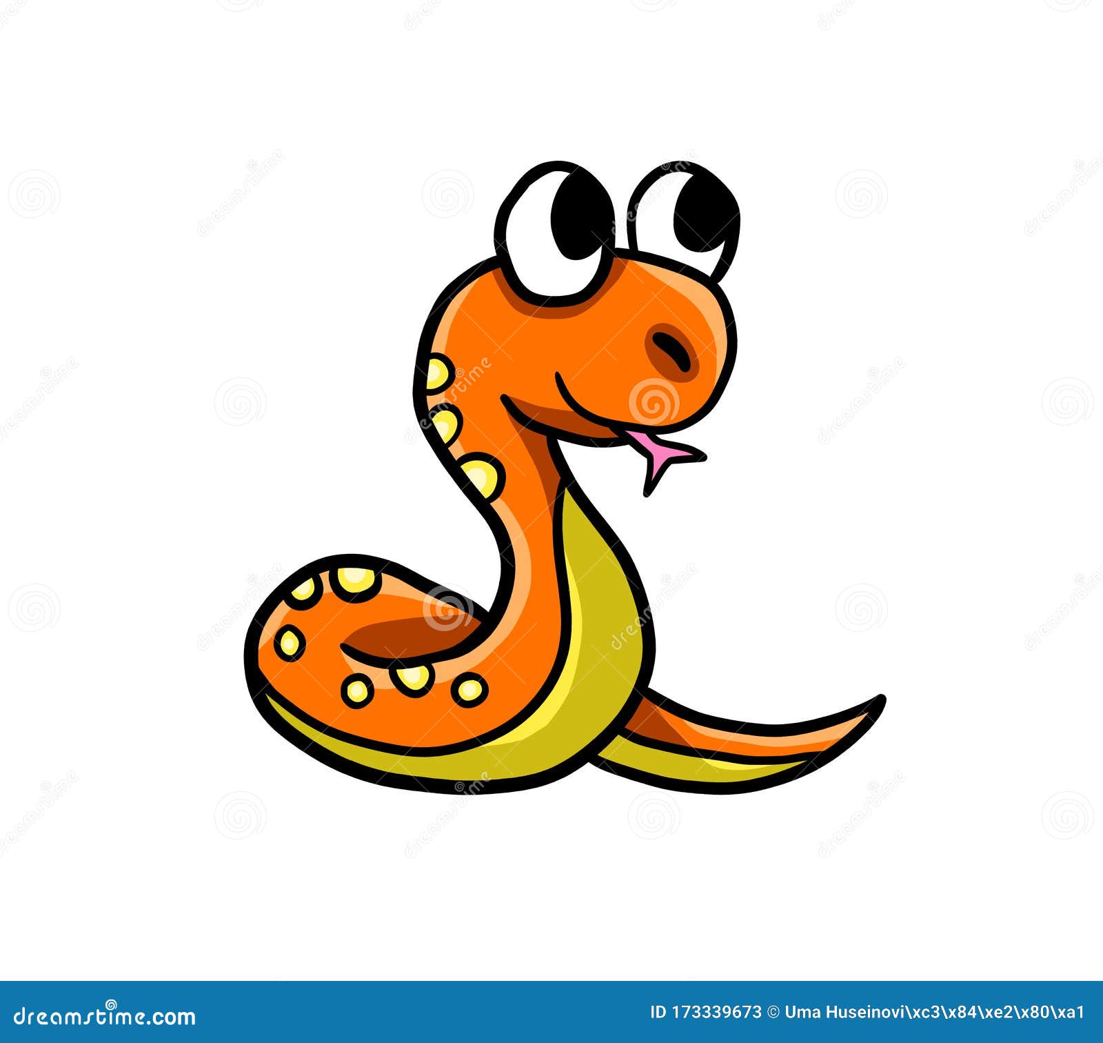 A Very Adorable Orange Snake Stock Illustration - Illustration of ...