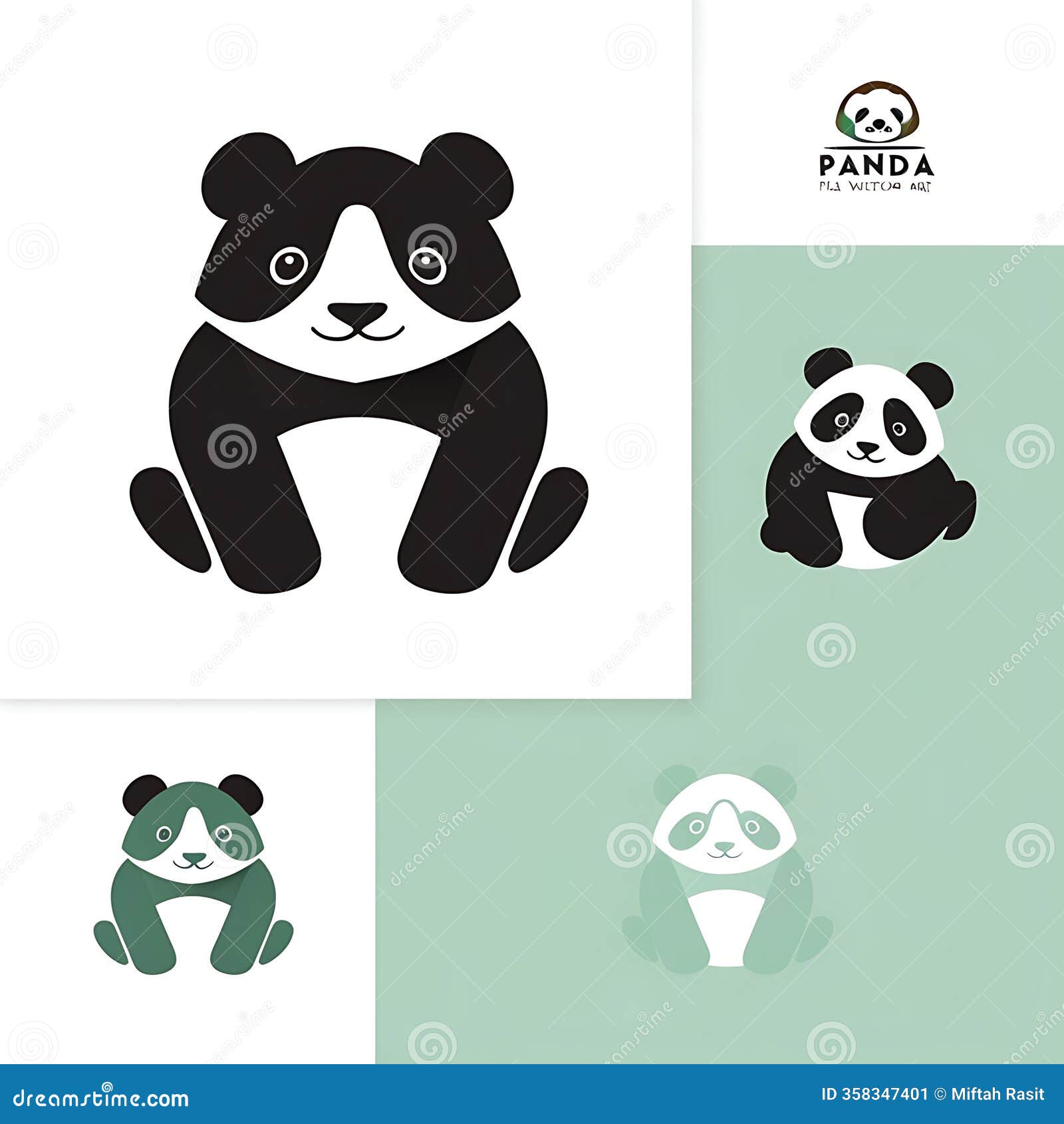 Adorable Panda Bear Logo Design Variations Stock Illustration ...