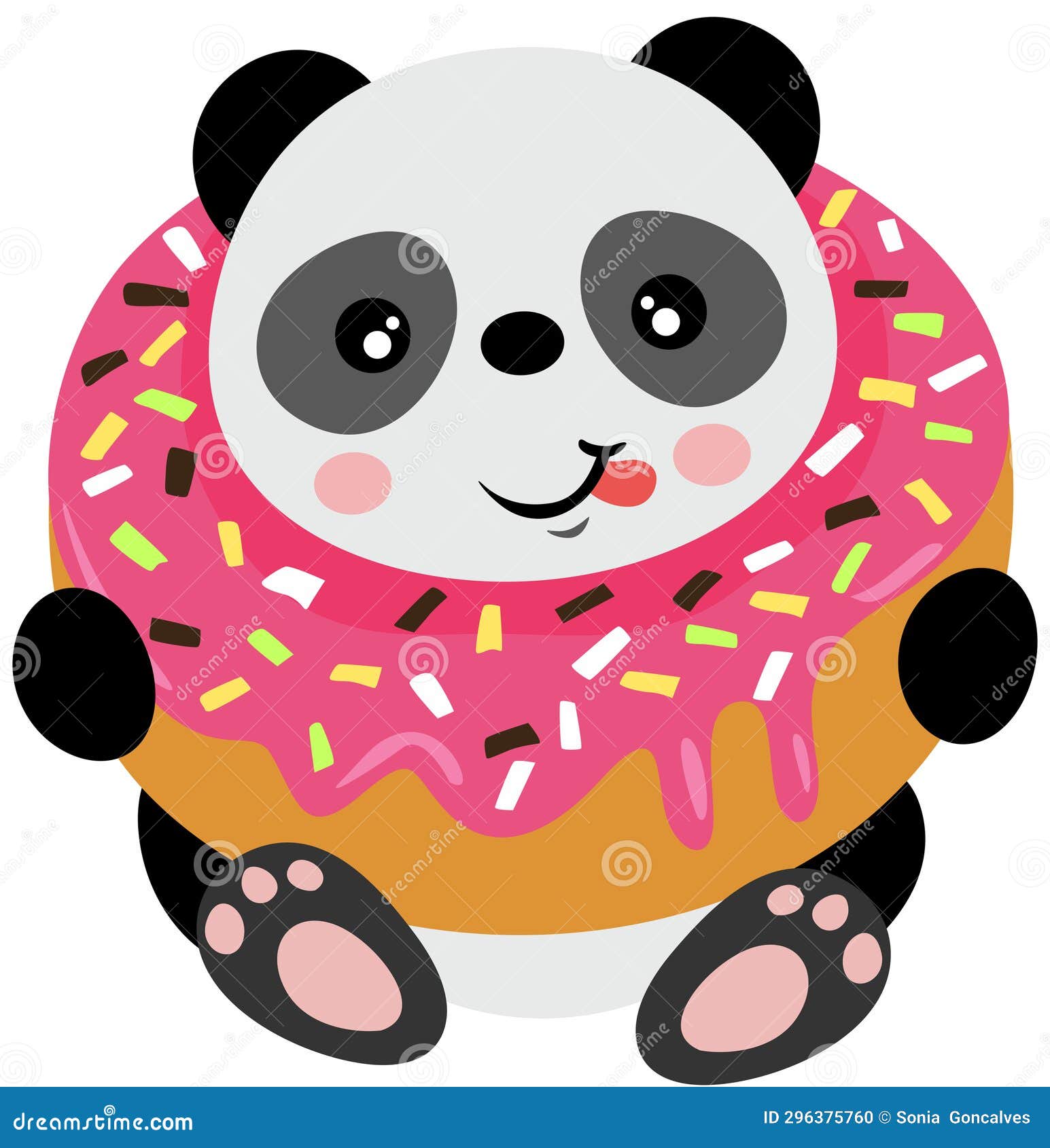 Adorable Panda Inside a Delicious Donut Stock Vector - Illustration of ...